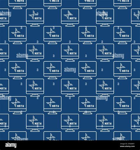 Mathematics Computer Vector Math Pc Concept Blue Seamless Pattern In Thin Line Style Stock