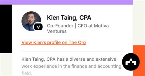 Kien Taing Cpa Co Founder Cfo At Motiva Ventures The Org
