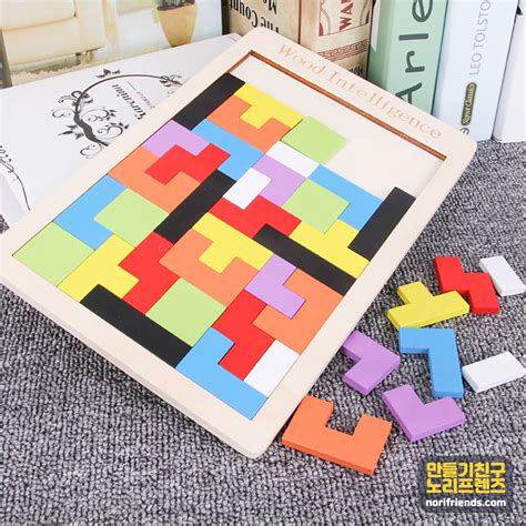 노리프렌즈 우드블럭퍼즐 원목교구 도형 테트리스 칠교놀이 27조각