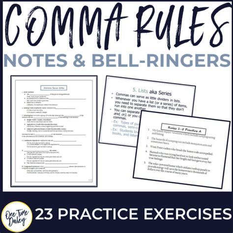 punctuation comma rules practice bell ringers for high school made