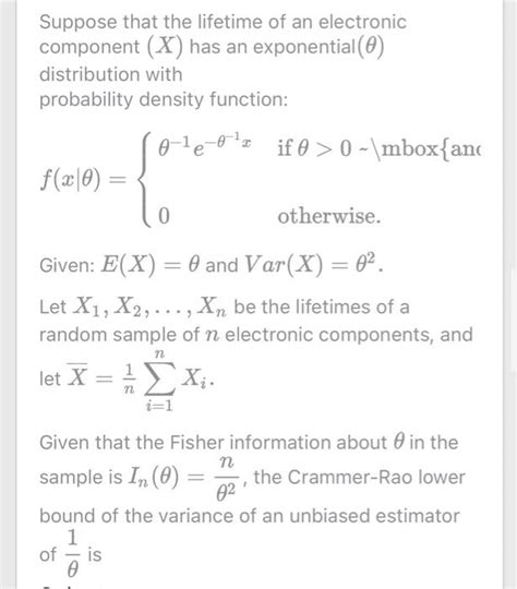 Solved Suppose That The Lifetime Of An Electronic Component