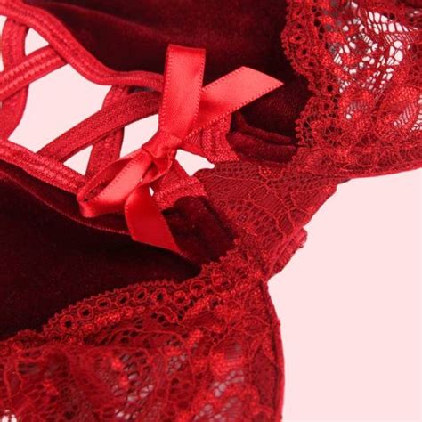 Callie Red Velvet Bralette Garter Lingerie Set Luckydoll Lingerie