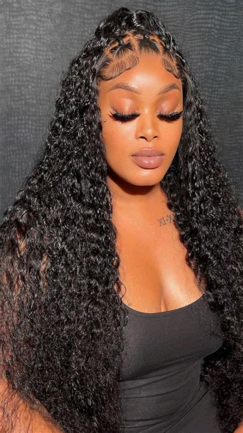 Rubber Band Hairstyle On Curly Wig Long Hair Wigs Front Lace Wigs
