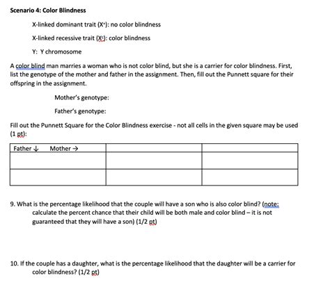 solved scenario 4 color blindness x linked dominant trait
