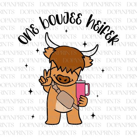 One Boujee Heifer Highland Cow Stanley Inspired Belt Bag Svg Png
