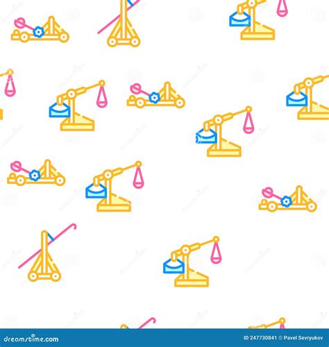 Siege Engine Catapult Vector Seamless Pattern