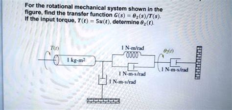 SOLVED For the rotational mechanical system shown in the figure find the transfer function 𝑮 𝒔