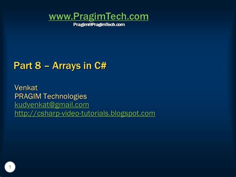Sql Server Net And C Video Tutorial Part 8 Arrays In C