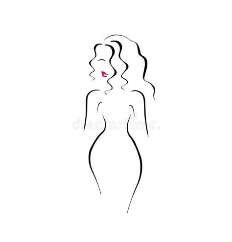 Vector Woman Face Eyes With Long Lashes Red Lips Stock Vector