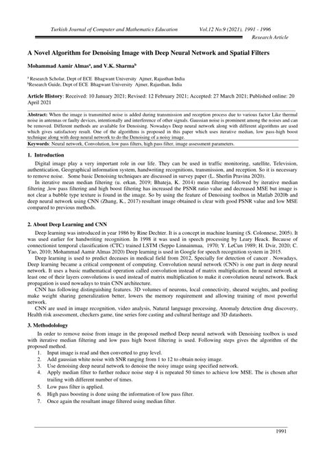 Pdf A Novel Algorithm For Denoising Image With Deep Neural Network And Spatial Filters