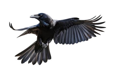 A Raven With Glossy Black Feathers In Flight Premium Ai Generated Image