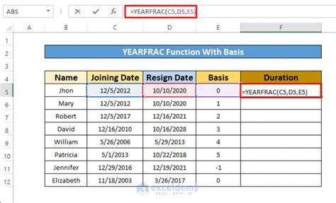 How To Use YEARFRAC Function In Excel 7 Ways ExcelDemy