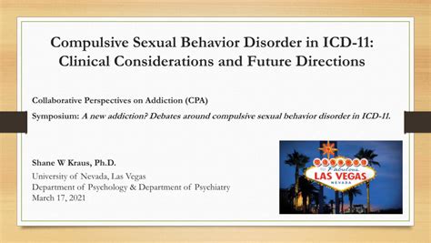Pdf Compulsive Sexual Behavior Disorder In Icd 11 Clinical