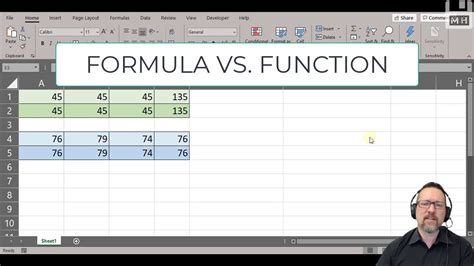 Level 1 Excel Lesson 18 Formula Vs Function YouTube