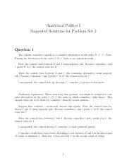 Analytical Politics I Problem Set 2 Solutions Course Hero