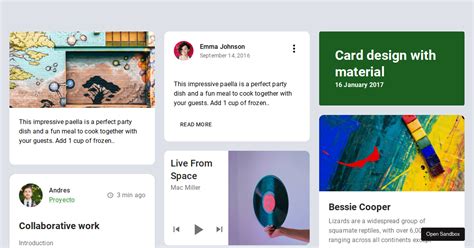 Material Cards Codesandbox