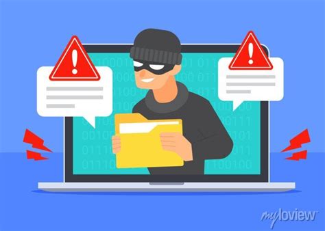 Hacker Steals Document Folder Icon In Laptop Danger Cyber Security • Wall Stickers Warning