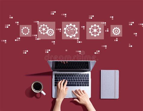 Automation Concept With Person Using A Laptop Stock Illustration