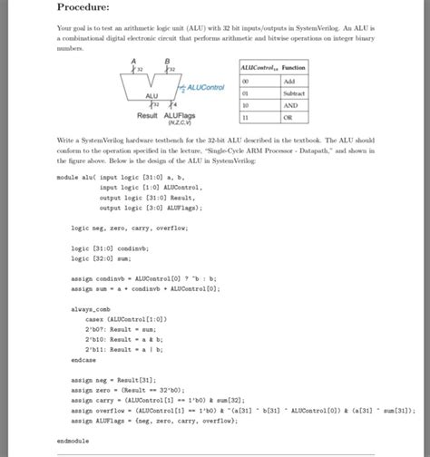 Procedure Your Goal Is To Test An Arithmetic Logie