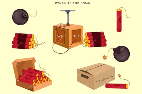 Premium Vector | Dynamite bombs explosives set