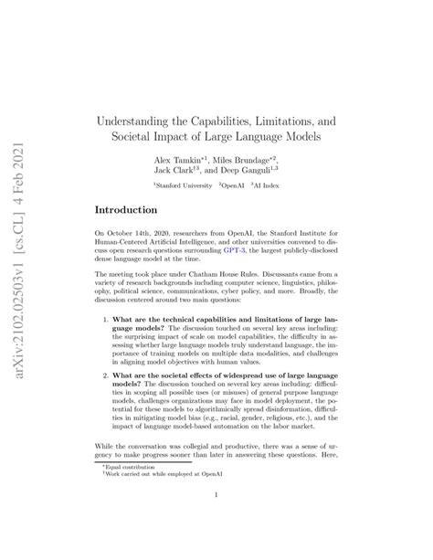 Understanding The Capabilities Limitations And Societal Impact Of