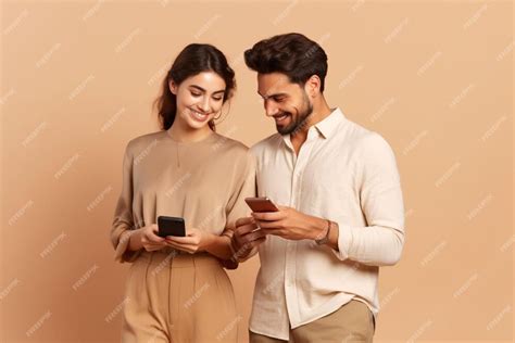 Premium Photo A Man And A Woman Looking At A Cell Phone
