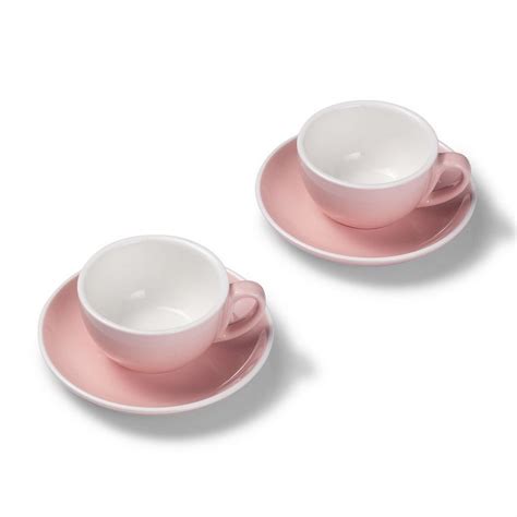 Terra Home Cappuccinotasse 2er Cappuccinotassen Set Rosa Glossy 200 Ml