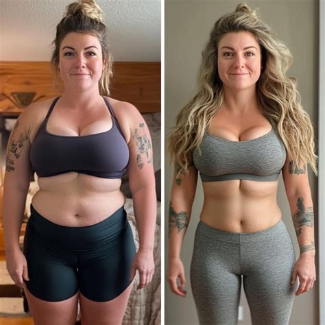 Before And After Womans 100pound Weight Loss Journey Premium Ai