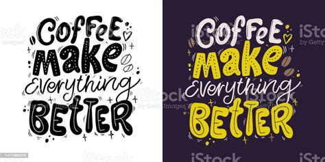 커피에 대한 귀여운 손으로 그린 낙서 편지 엽서 커피 라이프 아트 티셔츠 디자인 머그잔 프린트 T 셔츠에 대한 스톡 벡터 아트 및 기타 이미지 Istock