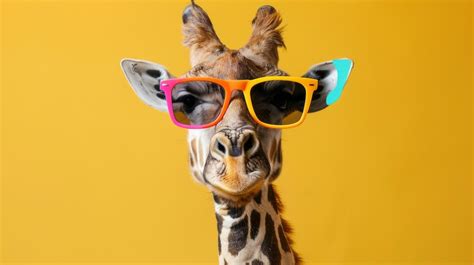 A Giraffe Wearing Glasses And Smiling Premium Ai Generated Image