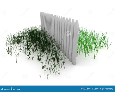 3d Grass Is Always Greener On The Other Side Of The Fence Stock