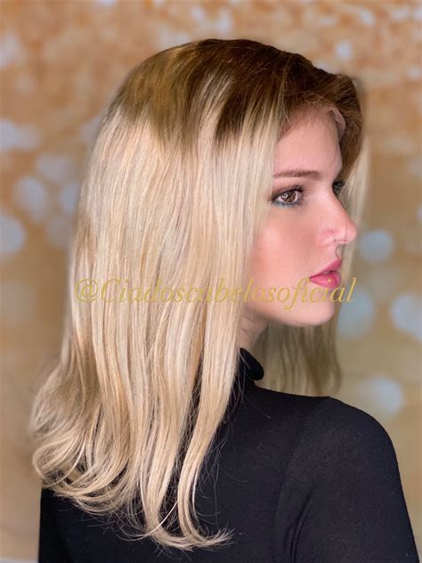 Peruca Lace Front Cabelo Humano Loiro Ombre Maísa Cia Dos Cabelos