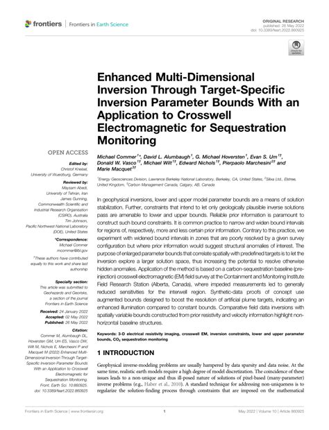 Pdf Enhanced Multi Dimensional Inversion Through Target Specific Inversion Parameter Bounds