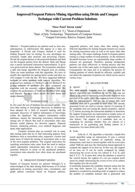 Pdf Improved Frequent Pattern Mining Algorithm Using Divide And