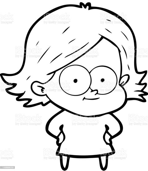 Happy Cartoon Girl Stock Illustration Download Image Now Adult Art