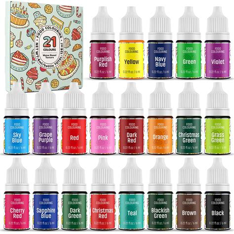 Food Colouring Liquid 21 Colour Concentrated Food Colouring Set