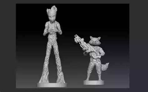 Rocket Teen Groot Pack Avengers Mcu Guardians Of The Galaxy 3d Model 3d Printable Cgtrader