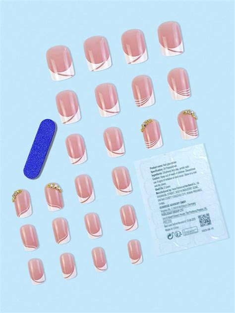 Transform Your Nails With 24pcs Short Square Rhinestone Decor Full