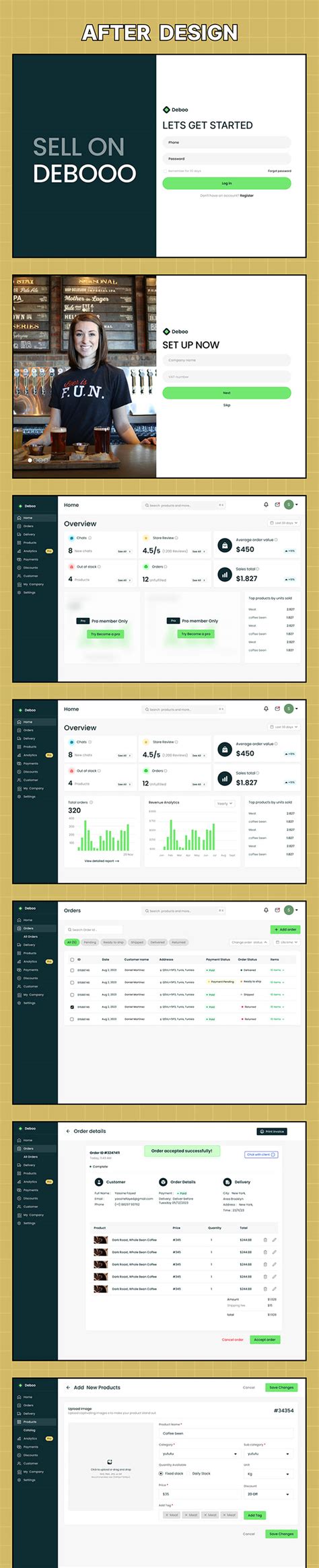 Deboo Ecommerce Vendor Dashboard 4 Images Behance