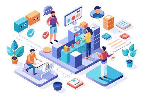 People Standing Around A Computer Screen Discussing And Looking At Information On The Monitor