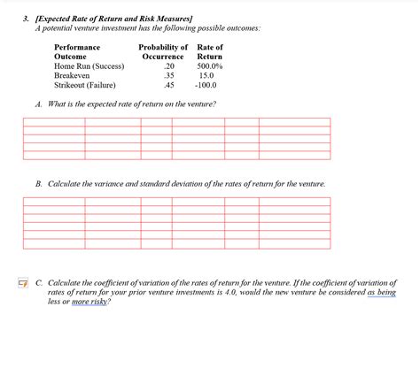 Solved Expected Rate Of Return And Risk Measures A