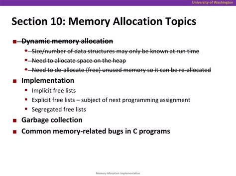 Ppt Section 10 Memory Allocation Topics Powerpoint Presentation Free Download Id6929839