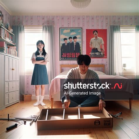 Indoor Photo Korean Father Assembling Ikea Ai Generated Image