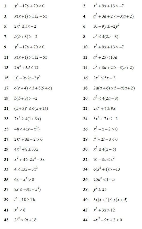Solve Quadratic Inequalities Worksheets Quadratics Graphing Linear Inequalities Graphing