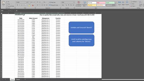 How To Quickly Hide Unused Cells Rows And Columns In Excel Scroll Area With Vba A1e50