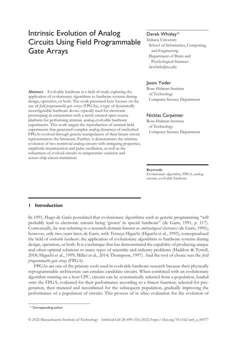 Pdf Intrinsic Evolution Of Analog Circuits Using Field Programmable