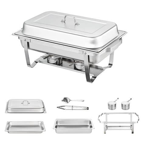 Bentism 6 Packs Rectangle Chafing Dish Buffet Set With Full Size 8qt Pan Frame Fuel Holder For