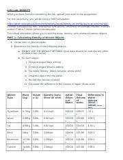 Lab Density Calculation And Identification Of Substances Course Hero