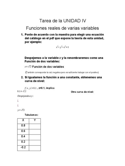 Tarea De La Unidad Iv Funciones De Varias Variables Pdf Degradado