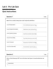Quiz Lab 6 Pre Lab Quiz Pdf Lab 6 PreLab Quiz Started Mar 3 At 6 08pm Quiz Instruc Ons